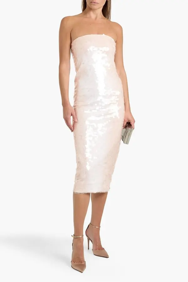 Sportmax Stemma Strapless Sequin Midi Dress