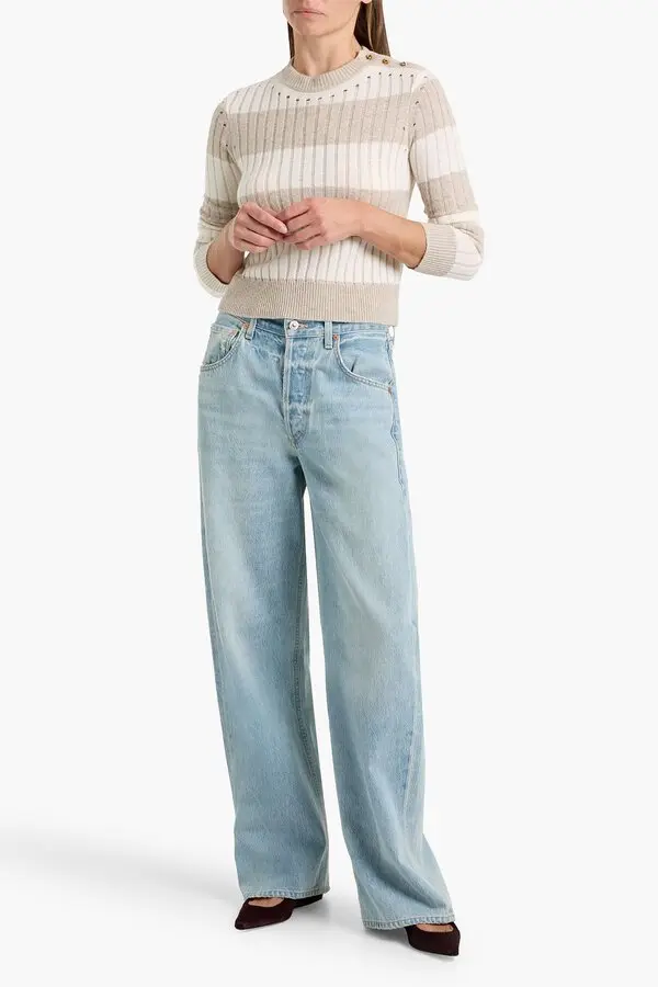 Max Mara Alfeo Striped Ribbed Wool And Cashmereblend Sweater