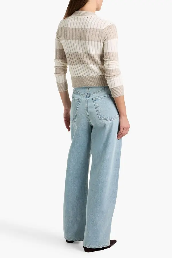 Max Mara Alfeo Striped Ribbed Wool And Cashmereblend Sweater