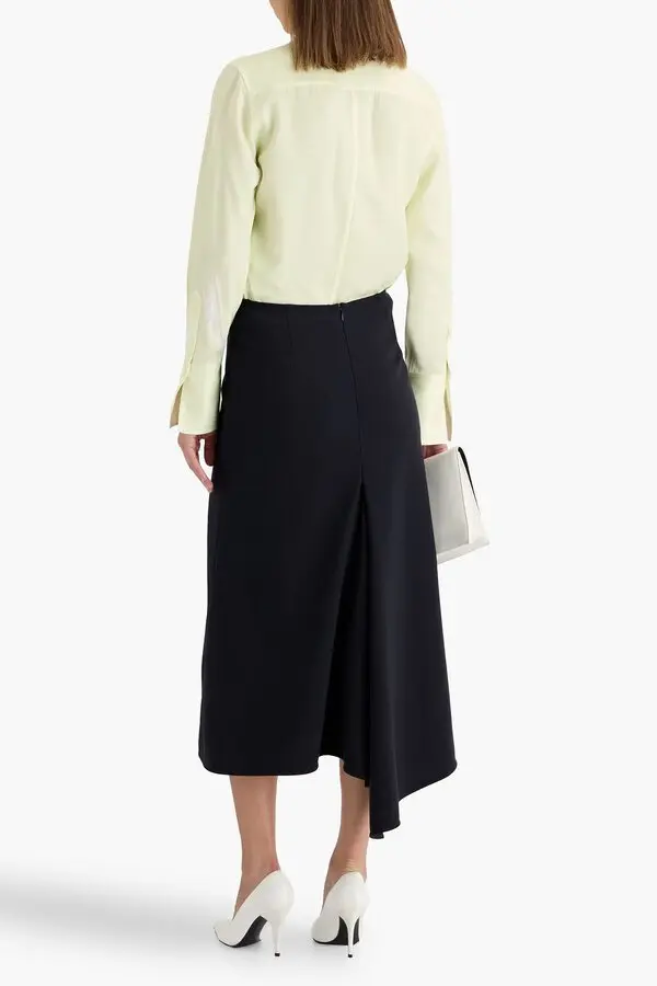 Victoria Beckham Draped Twill Midi Skirt
