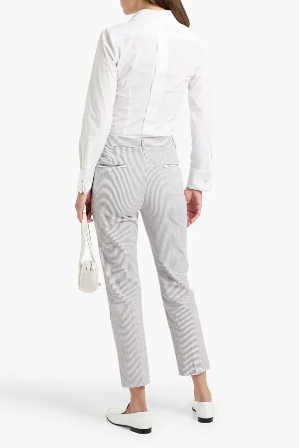 Max Mara Starlet Striped Cottonblend Seersucker Slimleg Pants