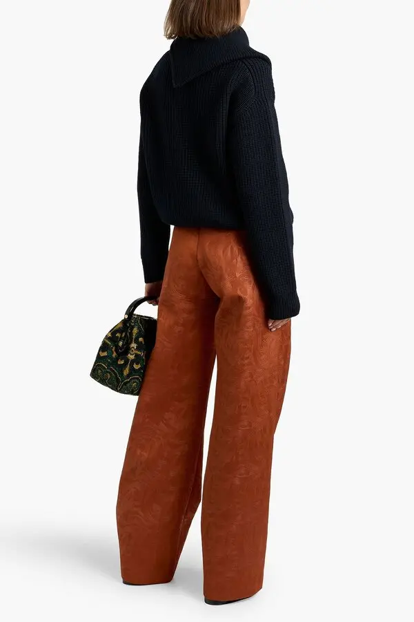 Dries Van Noten Ribbed Wool Zip-detailed Turtleneck Sweater - Black