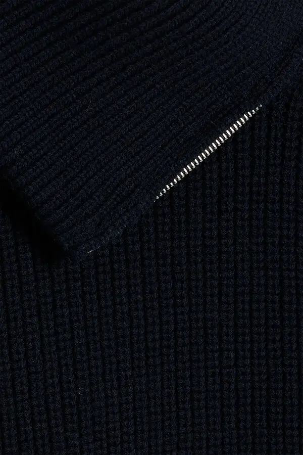 Dries Van Noten Ribbed Wool Zip-detailed Turtleneck Sweater - Black