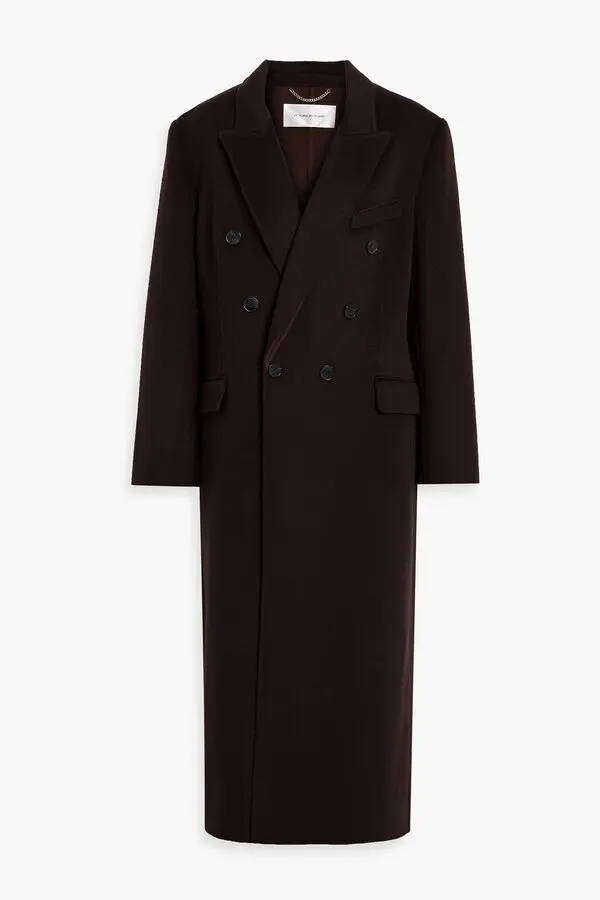 Victoria Beckham Doublebreasted Wool And Cashmereblend Coat - Chocolate