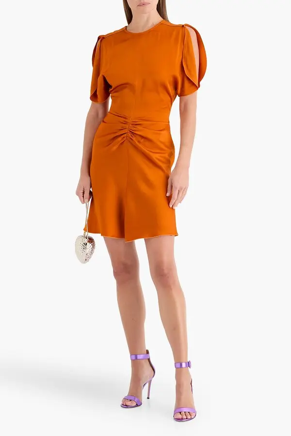 Victoria Beckham Ruched Satincrepe Mini Dress