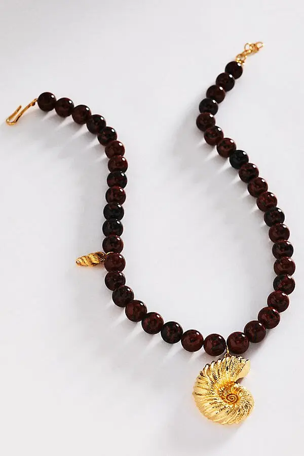 Joanna Laura Constantine Seashell Pendant Beaded Necklace