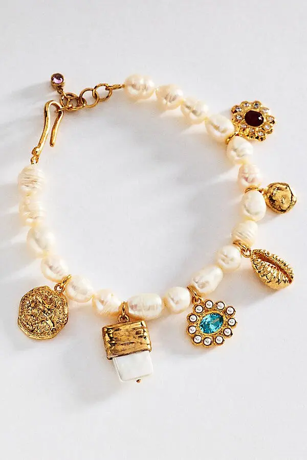 Joanna Laura Constantine Pearl And Charm Bracelet