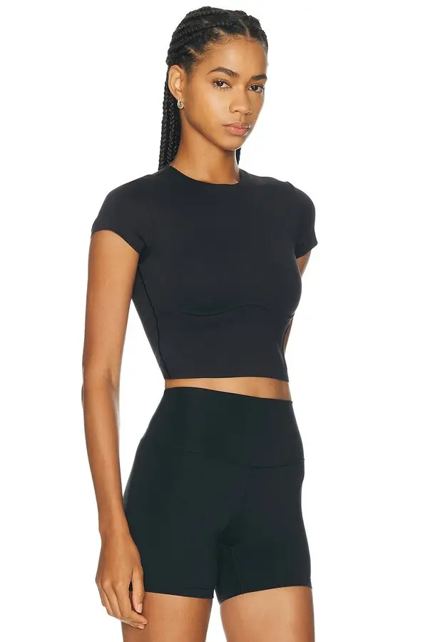 NIKESKIMS Matte Corset Short Sleeve Crop Top