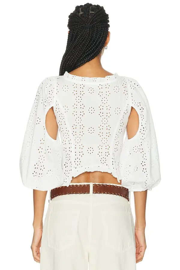 Sandy Liang Palisades Top In Cotton Eyelet