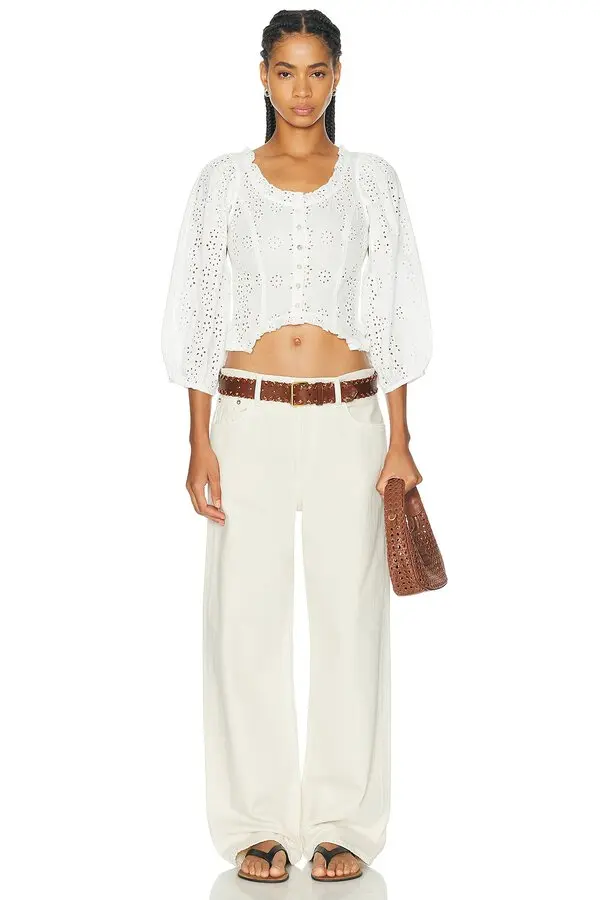 Sandy Liang Palisades Top In Cotton Eyelet