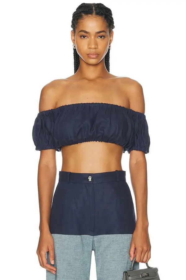 Matthew Bruch Bubble Crop Top - Navy