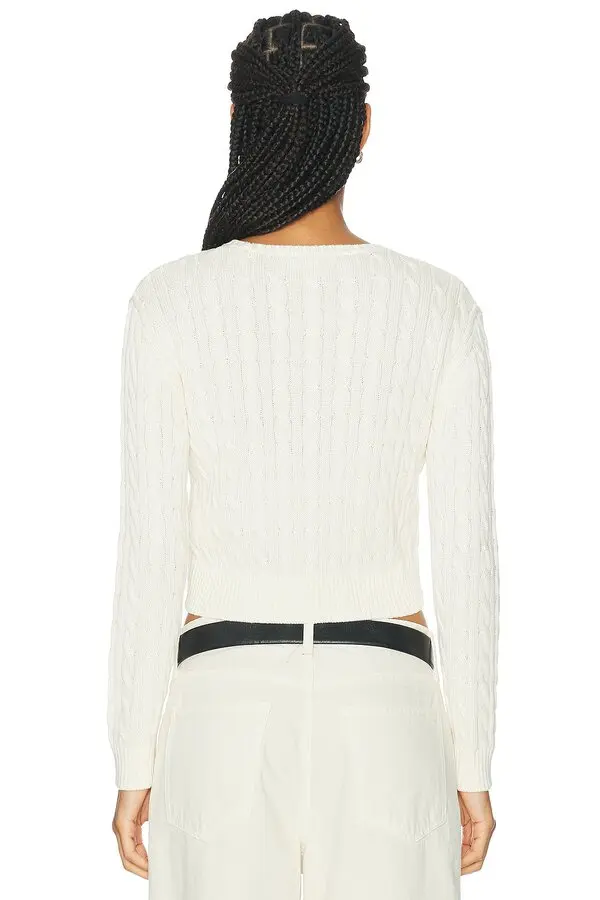 SPORTY & RICH Signature Logo Cable Knit Sweater