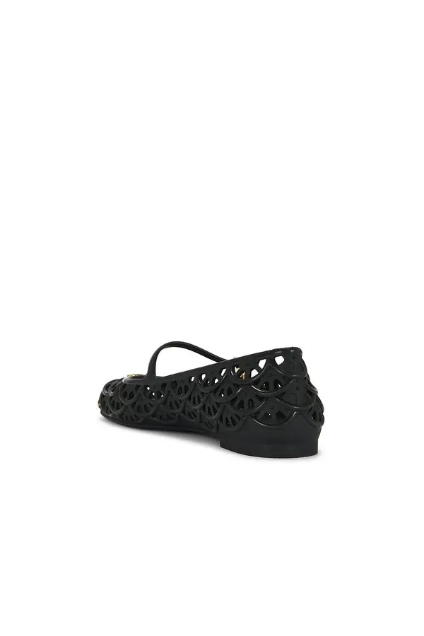 Valentino Garavani Ondette Ballerina Flat In Red - Nero