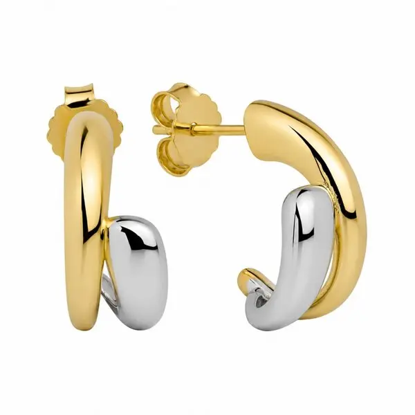 BELINDA JEWELZ Gold / Silver Mixed Metal Tear Drop Stud Hoops - Gold/silver