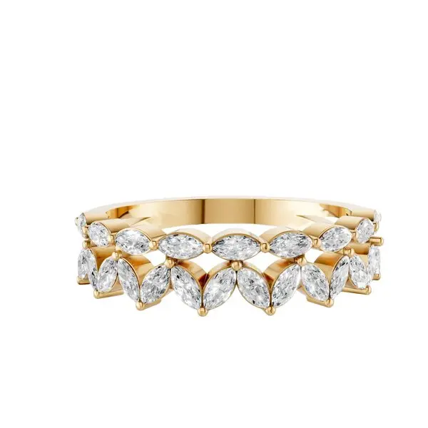 AYA FINE JEWELRY 0.69 Ctw Marquise Cut Lab-grown Diamond Openwork Wedding Band In Solid 14k Gold - Yellow