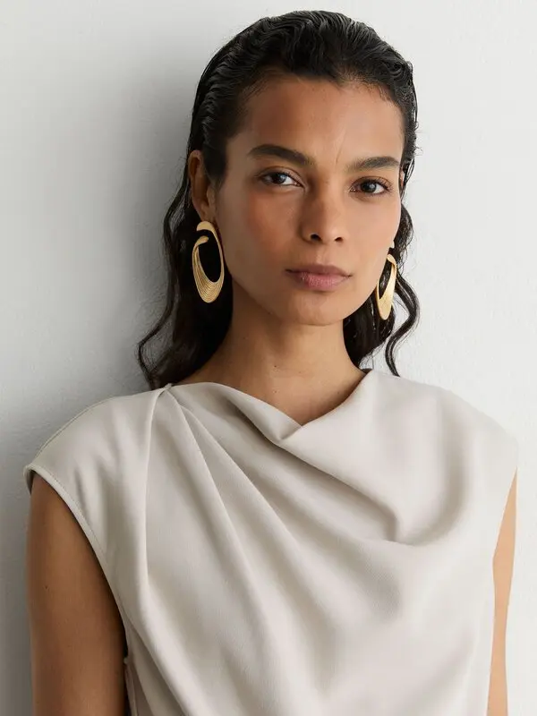 REISS Camilla Gathered Detail Draped Midi Dress