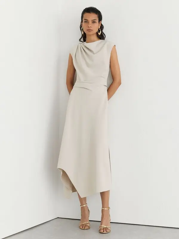 REISS Camilla Gathered Detail Draped Midi Dress