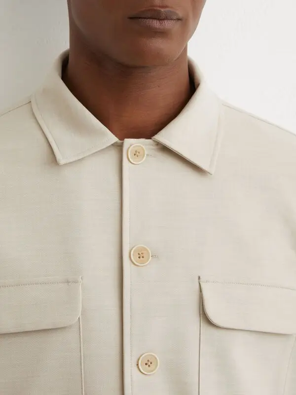 REISS Peshi Twin-pocket Button-through Overshirt - Stone