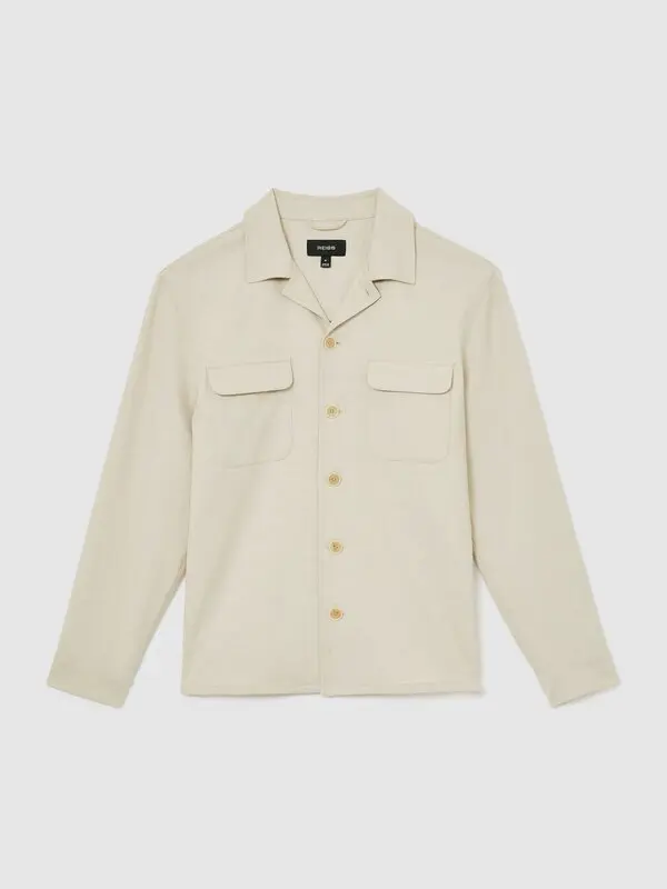 REISS Peshi Twin-pocket Button-through Overshirt - Stone