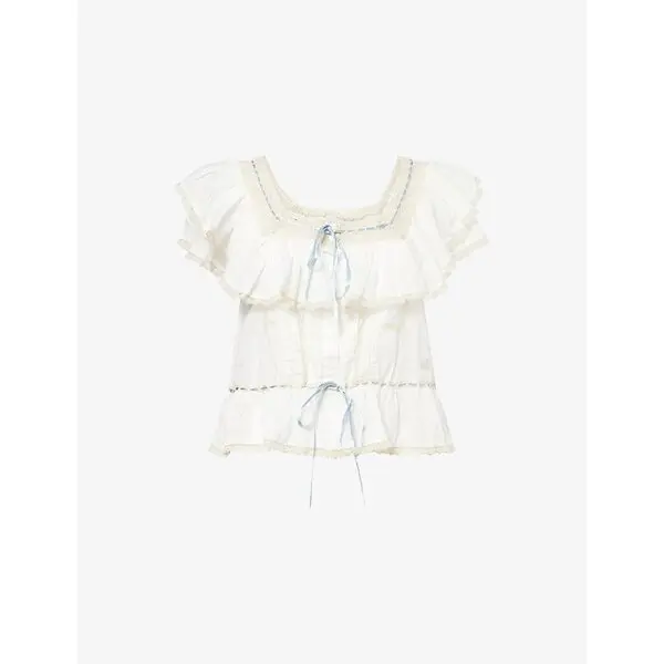 Rixo Melisa Lace-trim Cotton Top - Ivory
