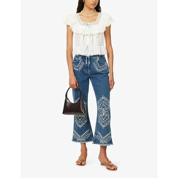 Rixo Melisa Lace-trim Cotton Top
