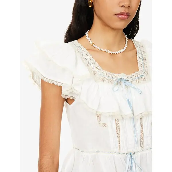 Rixo Melisa Lace-trim Cotton Top