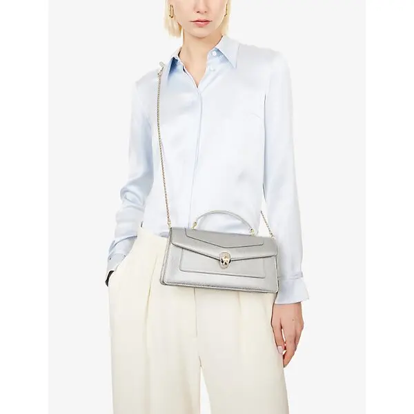 BVLGARI Serpenti Forever Elongated Metallic-leather Top-handle Bag