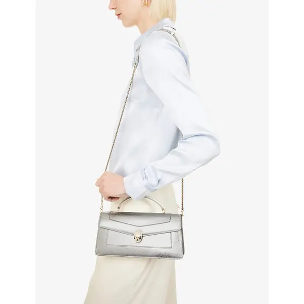 BVLGARI Serpenti Forever Elongated Metallic-leather Top-handle Bag