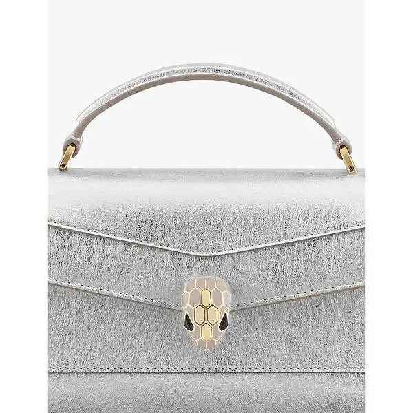 BVLGARI Serpenti Forever Elongated Metallic-leather Top-handle Bag