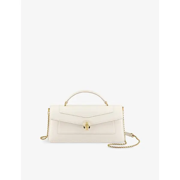 BVLGARI Serpenti Forever Elongated Top-handle Bag - White