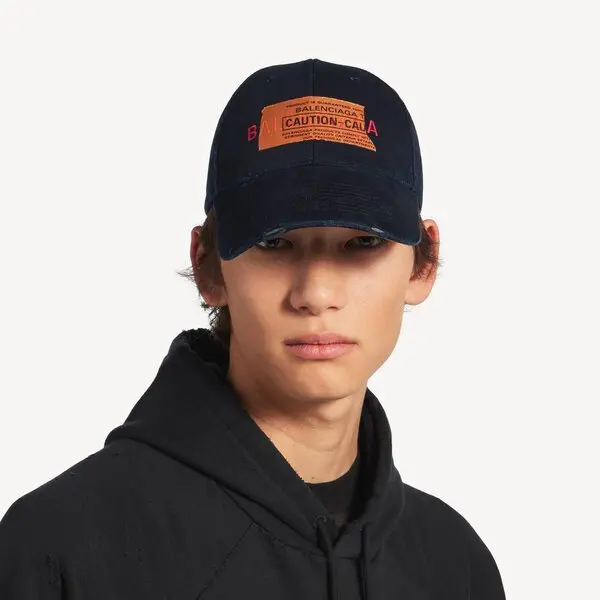 Balenciaga Logo Cap In Navy