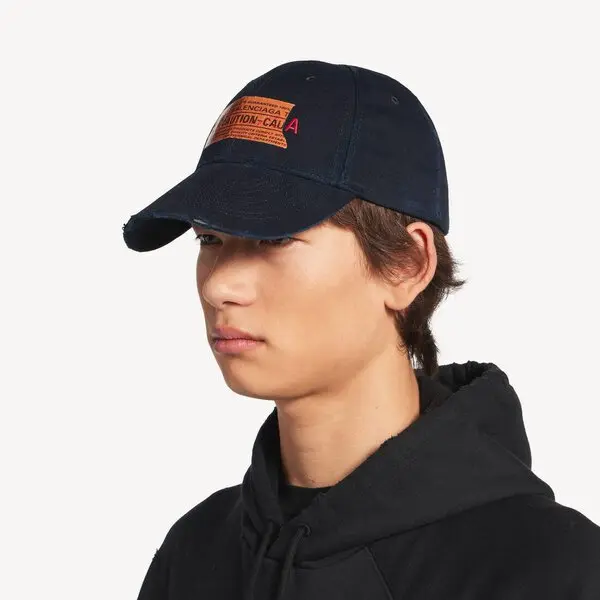 Balenciaga Logo Cap In Navy