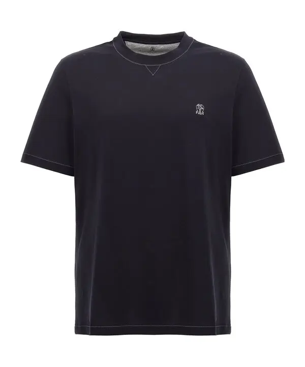 Brunello Cucinelli Logo Embroidered Crewneck T-shirt