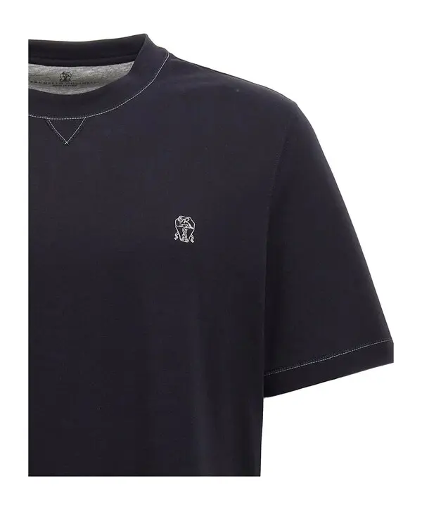 Brunello Cucinelli Logo Embroidered Crewneck T-shirt