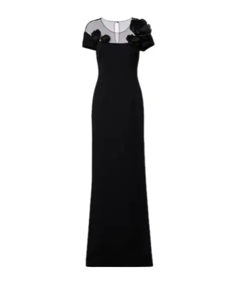 SAFIYAA LONDON Noah Floral-appliqué Crêpe Gown