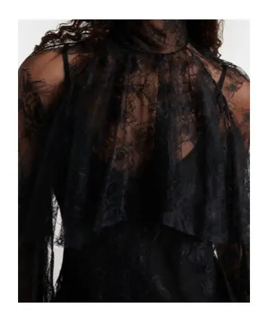 Blumarine Sheer Lace Ruffled Blouse