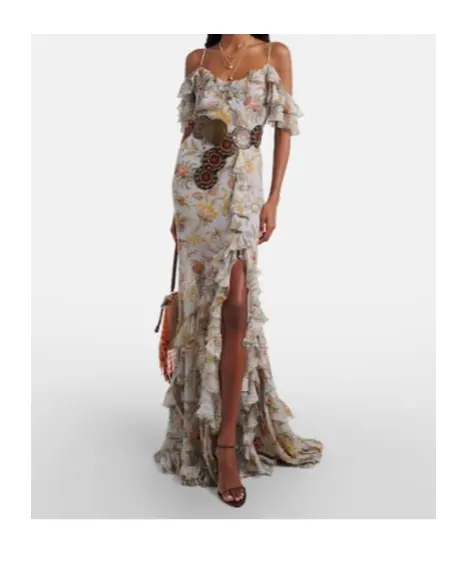 Etro Floral Polka-dot Ruffled Silk-blend Maxi Dress