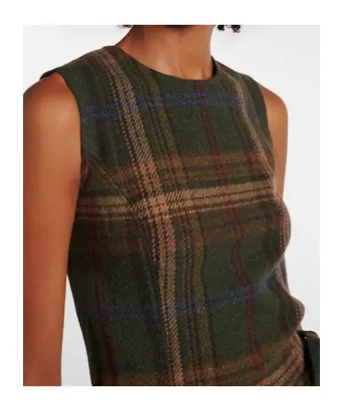 Polo Ralph Lauren Plaid Wool-blend Midi Dress