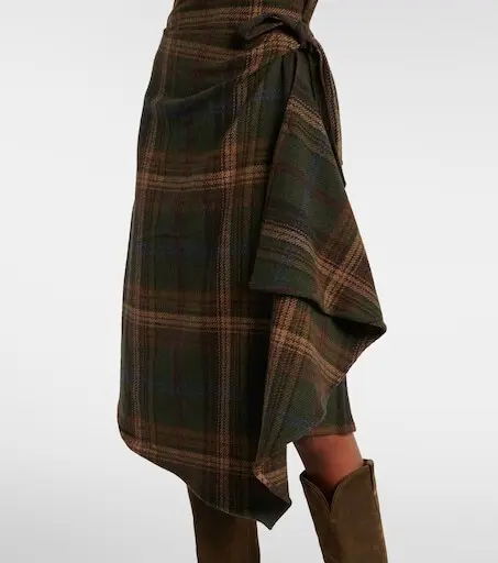 Polo Ralph Lauren Plaid Wool-blend Midi Dress