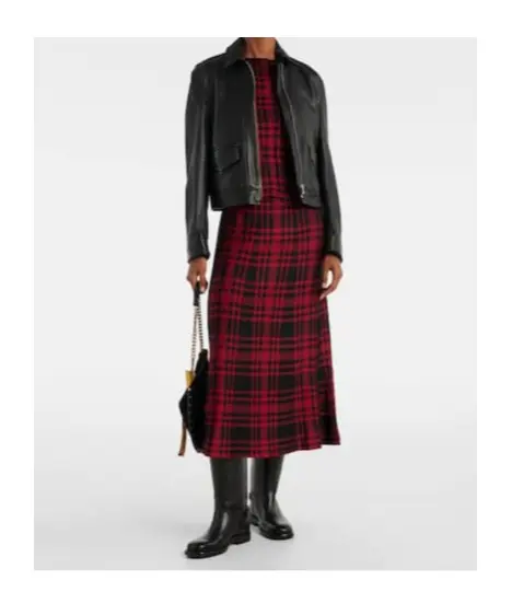 Polo Ralph Lauren Plaid Knit Midi Skirt