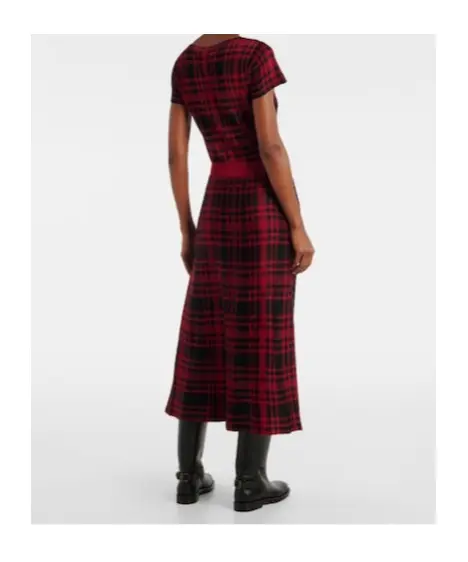 Polo Ralph Lauren Plaid Knit Midi Skirt