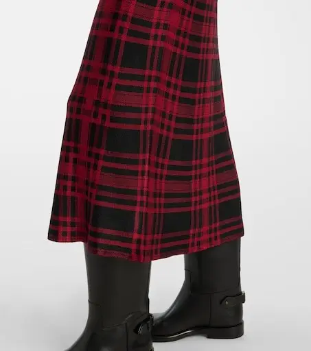 Polo Ralph Lauren Plaid Knit Midi Skirt