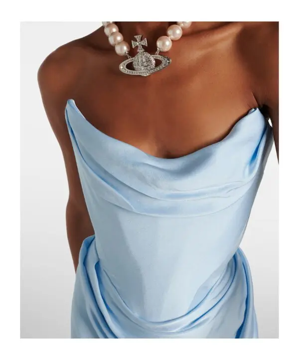 VIVIENNE WESTWOOD Galaxy Strapless Satin Gown - Blue