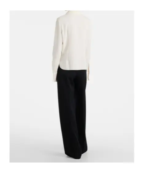 Oscar De La Renta Lace-trimmed Silk-blend Georgette Blouse