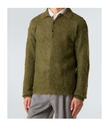 Auralee Mohair And Wool Polo Sweater