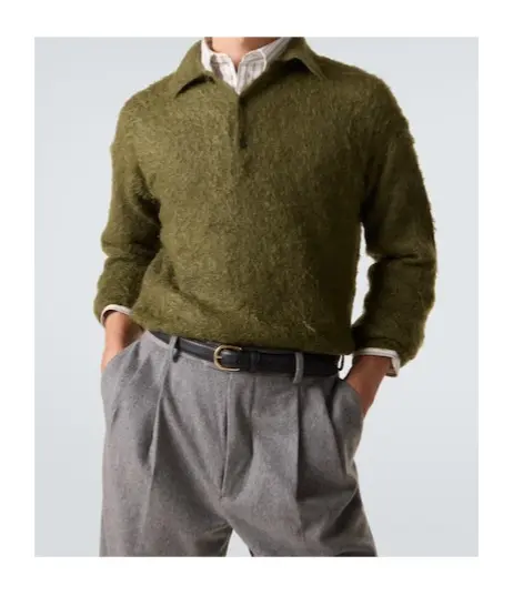 Auralee Mohair And Wool Polo Sweater