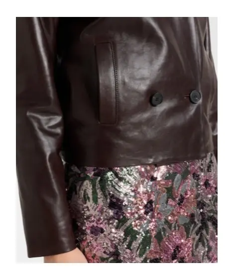 SELF-PORTRAIT Cropped Leather Jacket