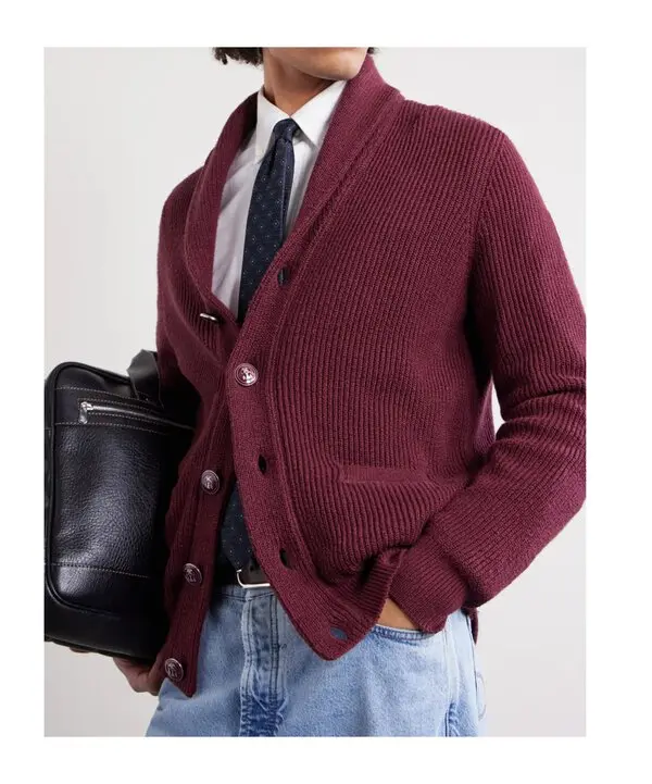 Brunello Cucinelli Malfile Shawl Collar Cardigan - Red