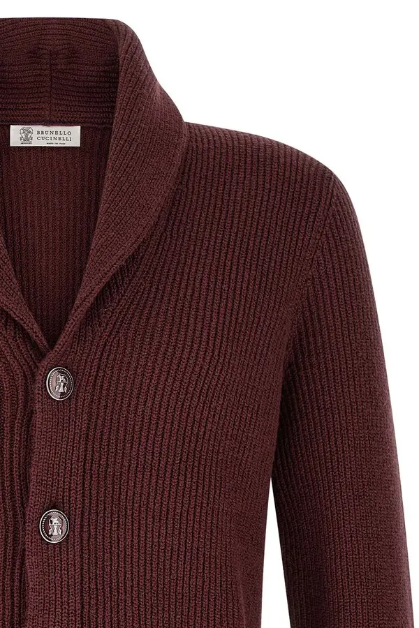 Brunello Cucinelli Malfile Shawl Collar Cardigan - Red