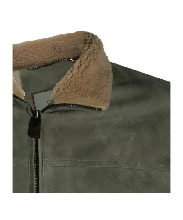 Canali Shearling Collar Zip-up Jacket